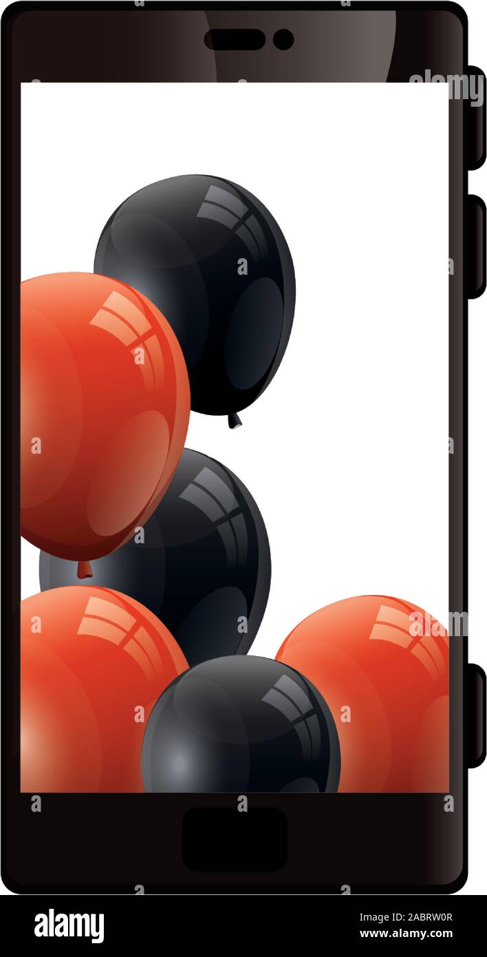 smartphone device with balloons helium Stock Vector Image & Art - Alamy