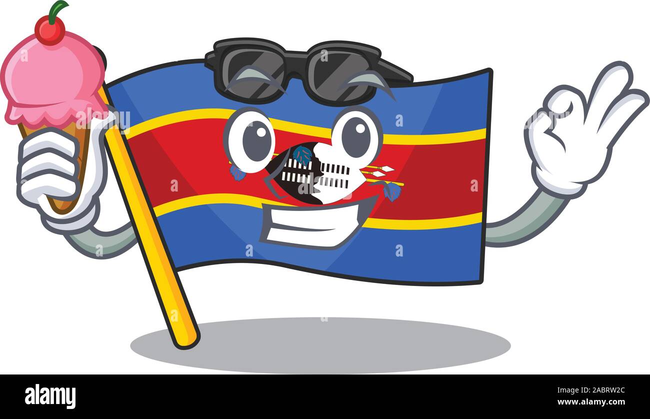 cartoon Mascot featuring flag swaziland with ice cream Stock Vector ...