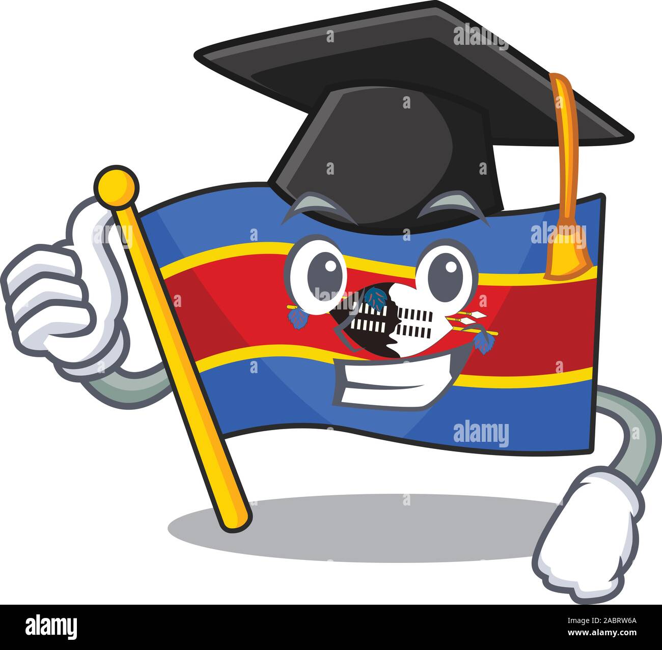 happy flag swaziland wearing a black Graduation hat Stock Vector Image ...