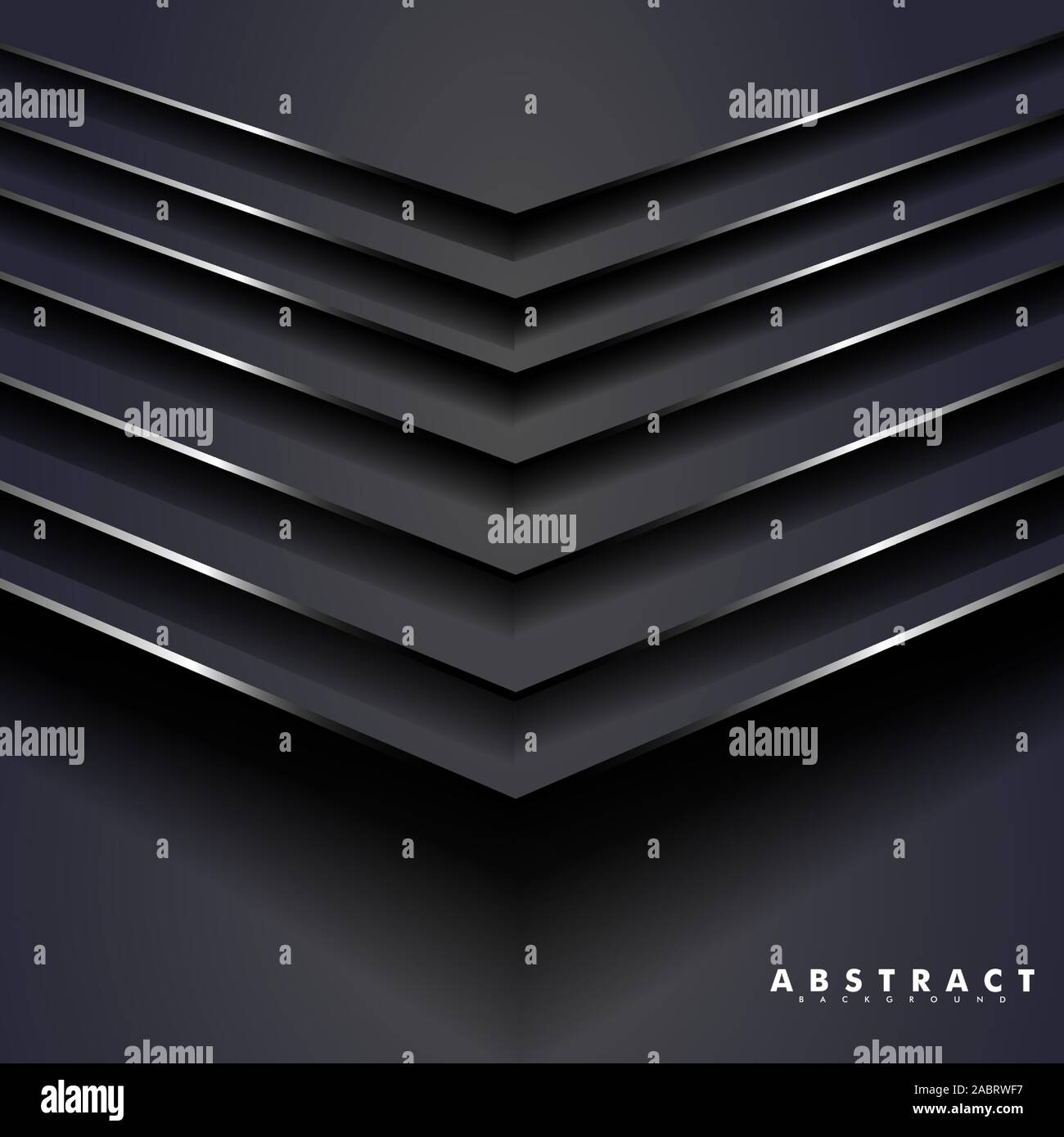 abstract vector background. 3D black metal background with overlapping ...