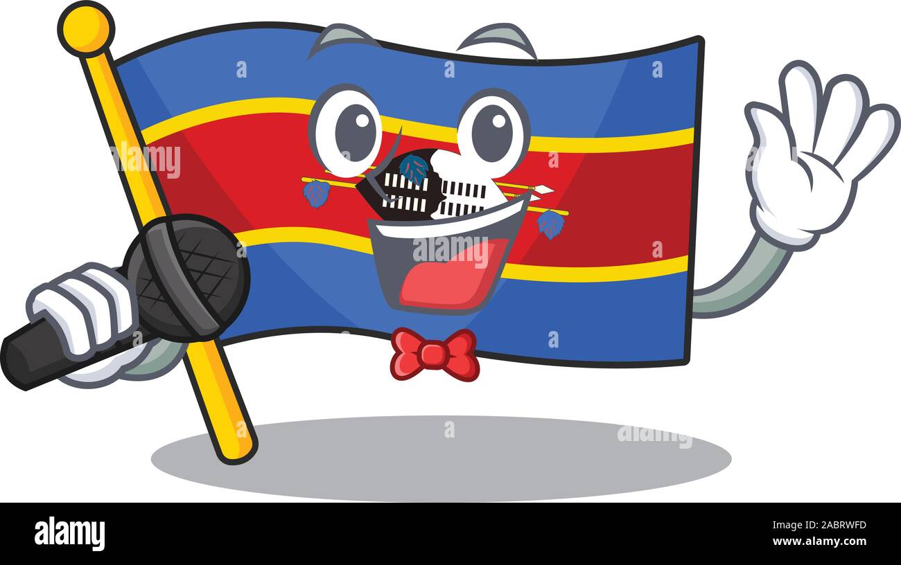 cartoon Singing flag swaziland while holding a microphone Stock Vector ...