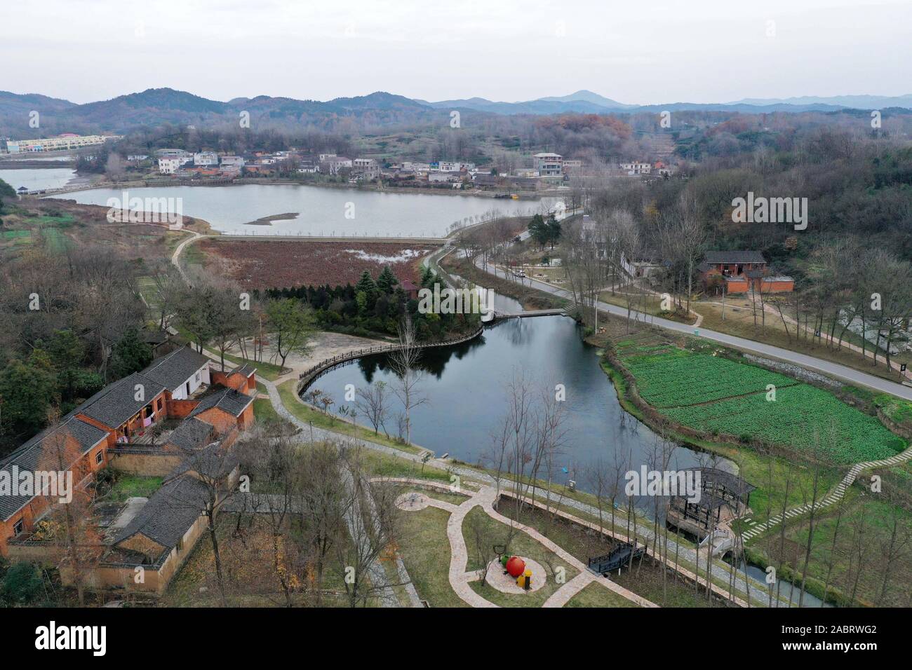 Xinxian. 28th Nov, 2019. Aerial photo taken on Nov. 28, 2019 shows a ...