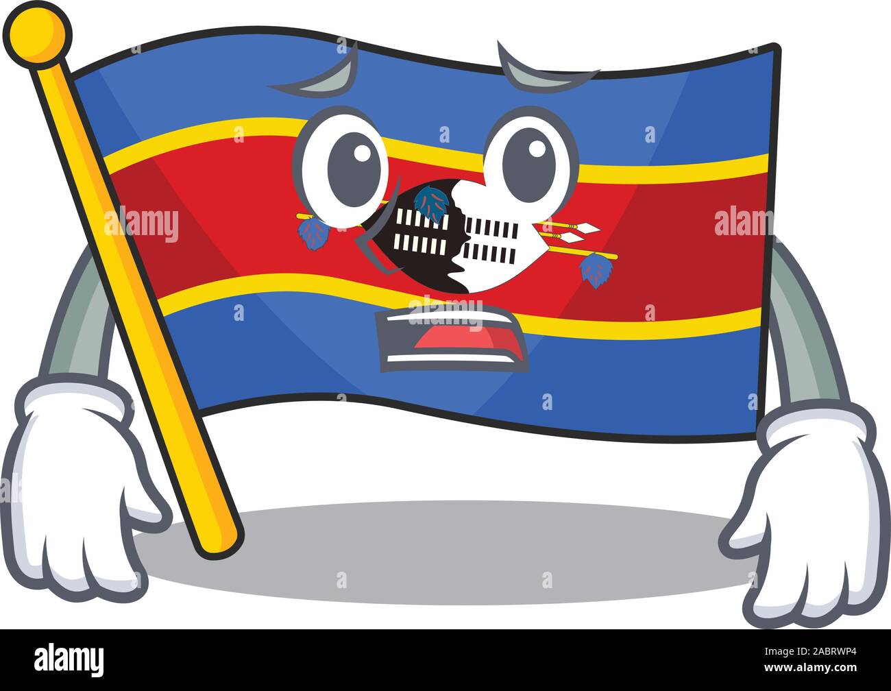 Flag swaziland Cartoon character showing afraid look face Stock Vector ...