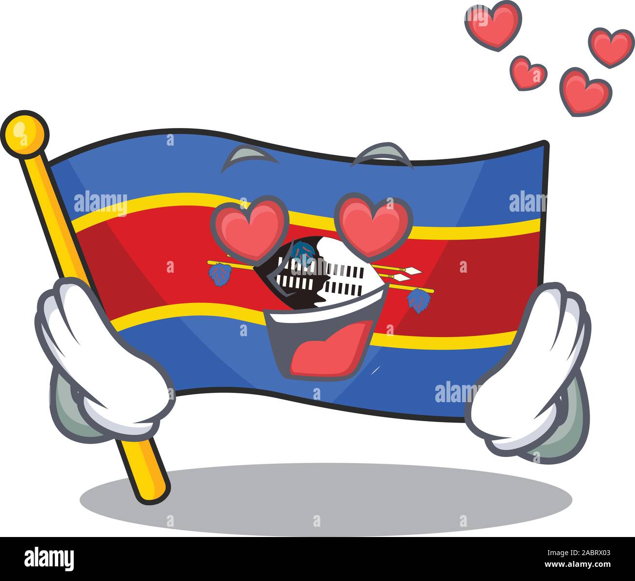 falling In love Happy cute flag swaziland cartoon design Stock Vector ...