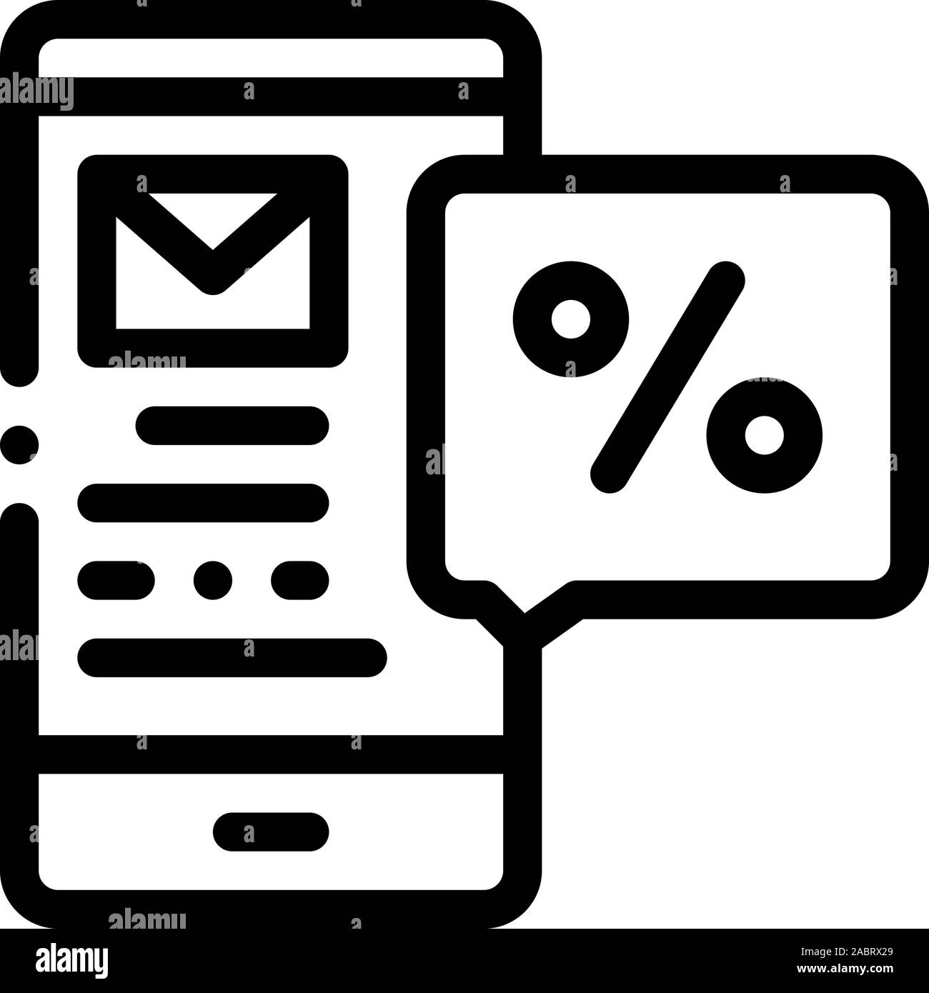 Phone Message about Percent Icon Vector Outline Illustration Stock ...