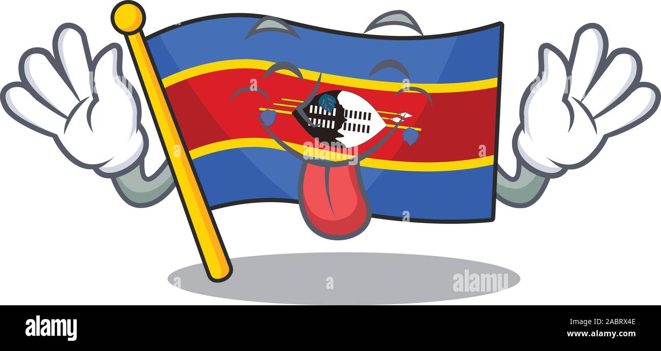 Super cute flag swaziland cartoon design with Tongue out Stock Vector ...