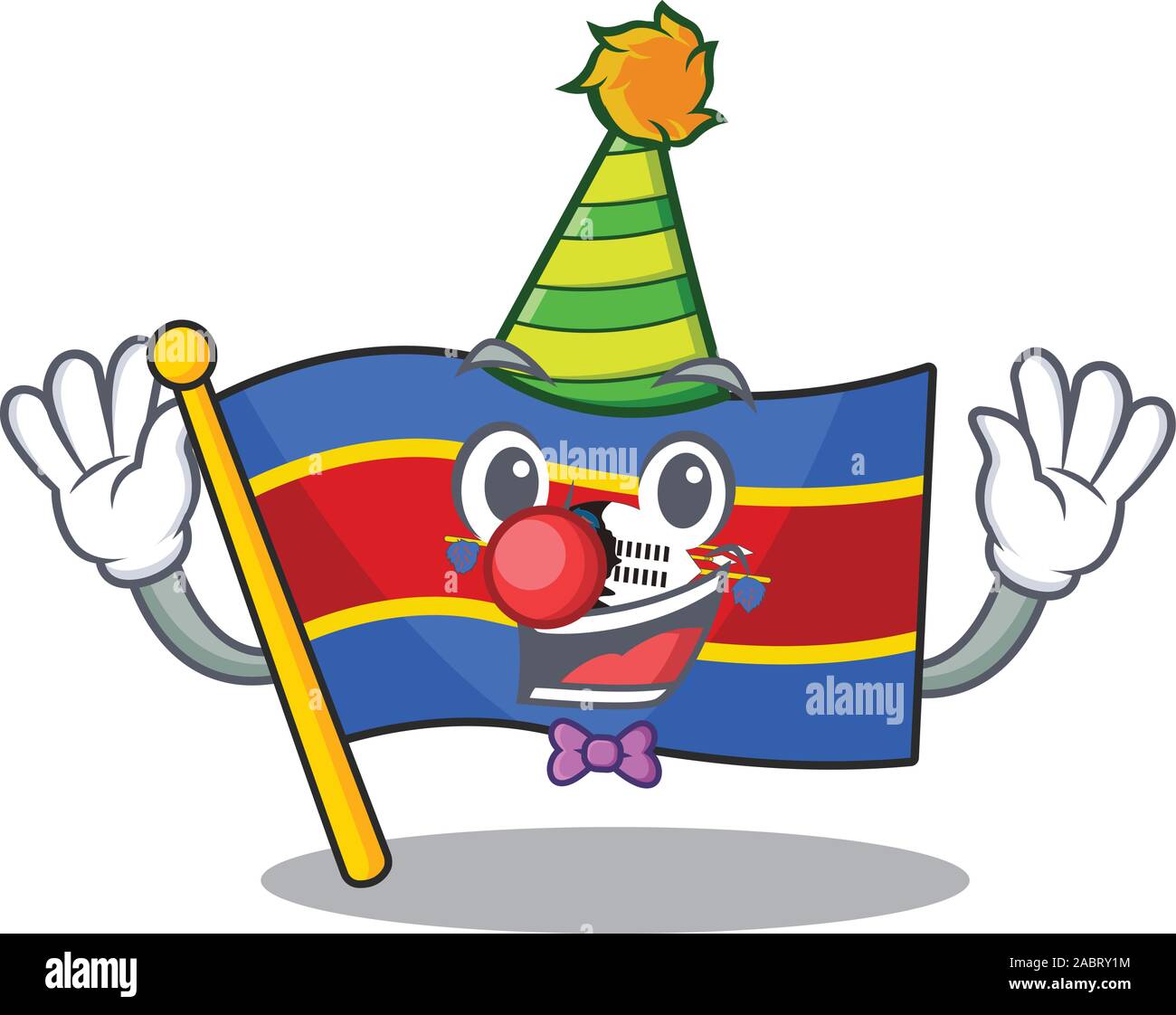 Cute Clown flag swaziland placed on cartoon character mascot design ...