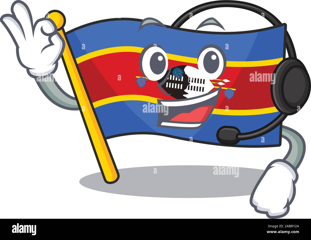 Flag swaziland cute cartoon character design with headphone Stock ...