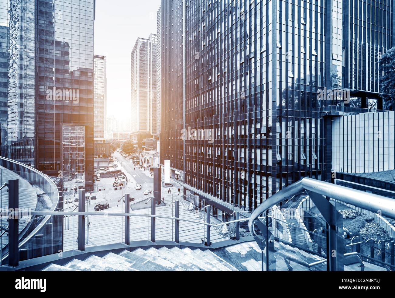 empty, modern square and skyscrapers in modern city Stock Photo - Alamy