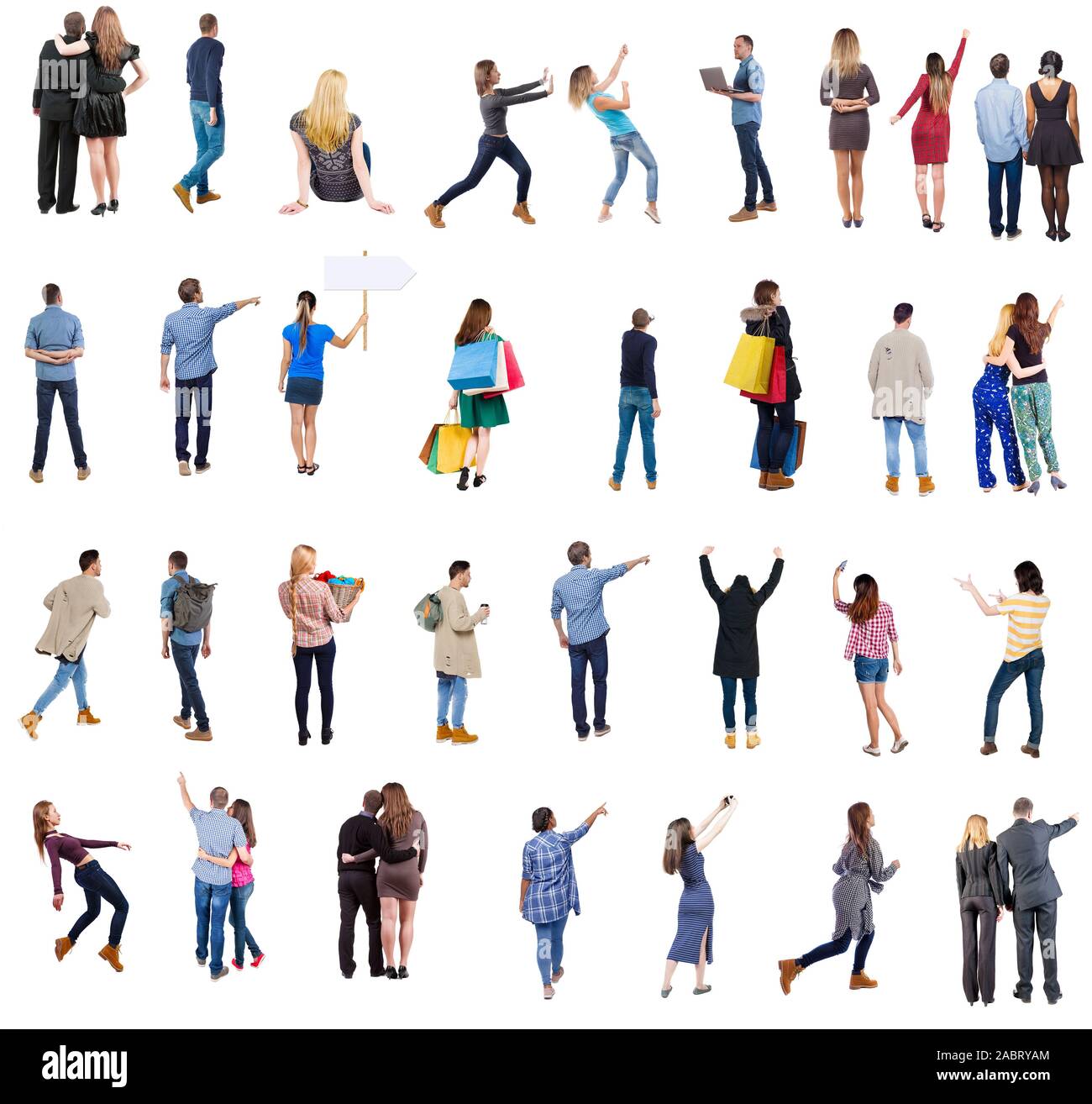 Collection " Back view people ". Rear view people set. backside view of ...