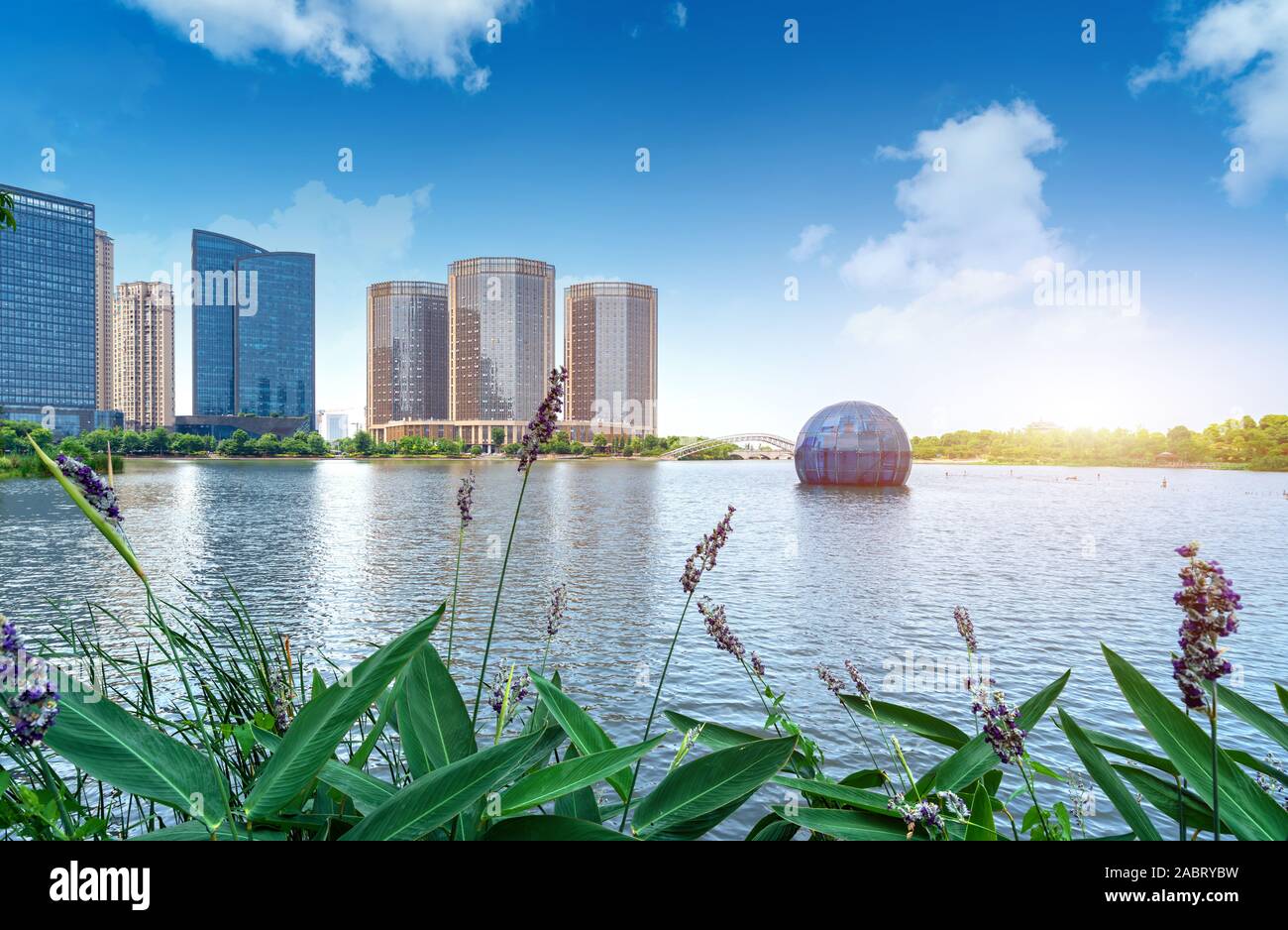 Modern city high-rise, China Shaoxing CBD Stock Photo - Alamy