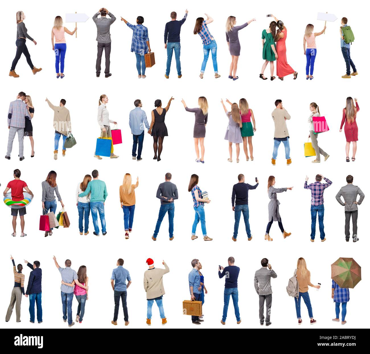 Collection " Back view people ". Rear view people set. backside view of ...