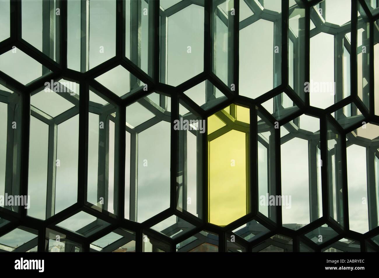 Europe, Iceland, Reykjavik, Hapa Concert Hall interior of glass ...