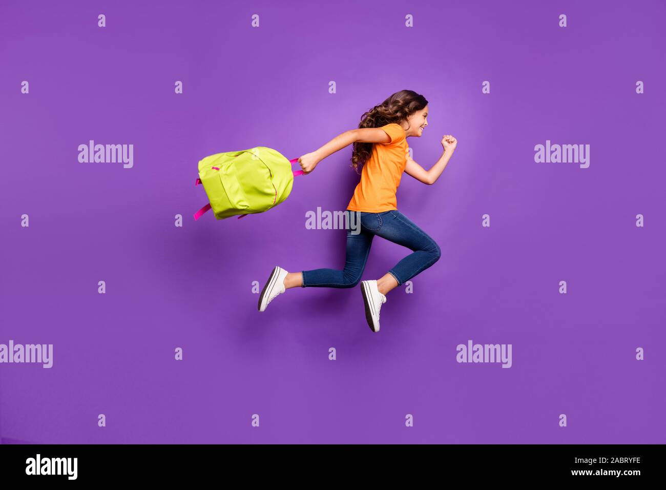 Full length body size view of nice attractive purposeful cheerful wavy ...