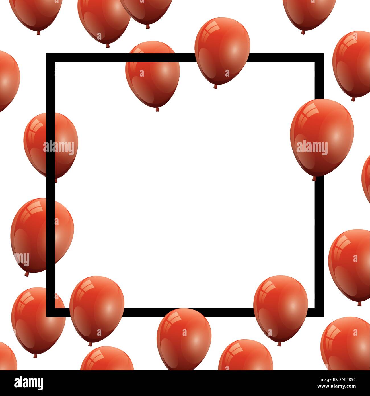 set of balloons helium red with square frame Stock Vector Image & Art ...