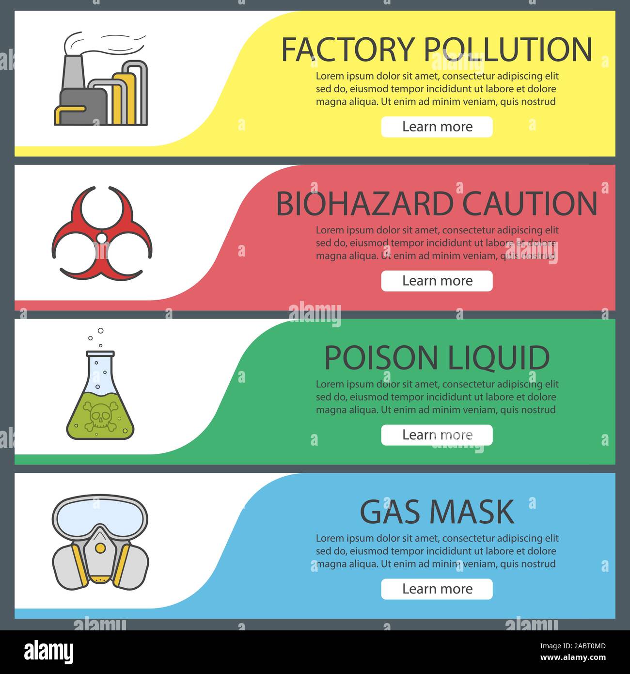 Chemical industry banner templates set. Easy to edit. Factory air ...