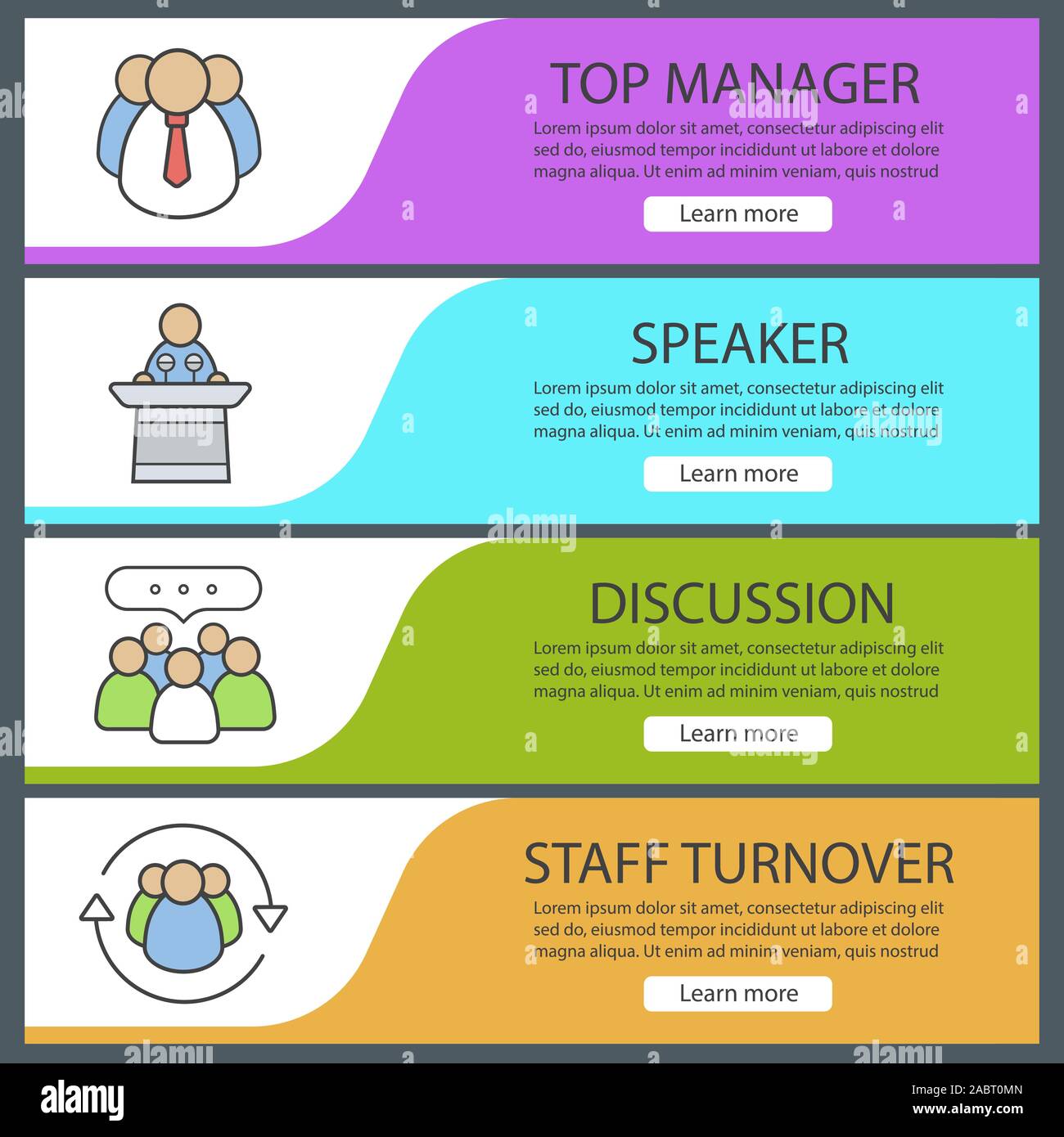Business banner templates set. Easy to edit. Top manager, conference ...