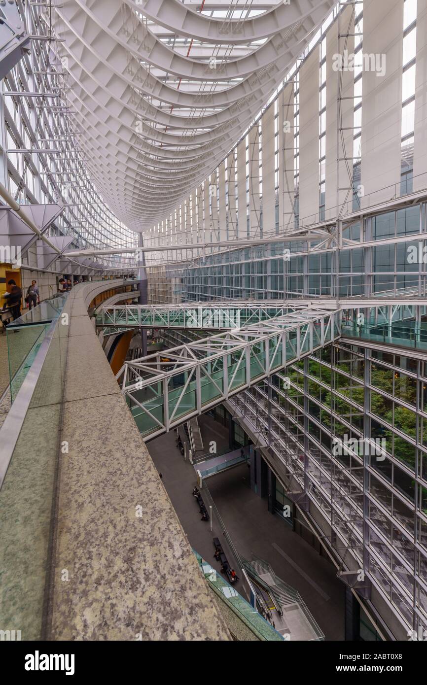 Tokyo, Japan - October 19, 2019: View of the Tokyo International Forum ...