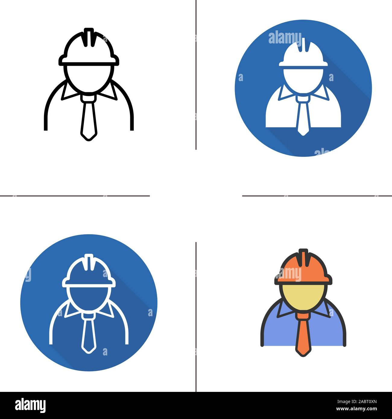 Engineer icon. Flat design, linear and color styles. Factory chief ...