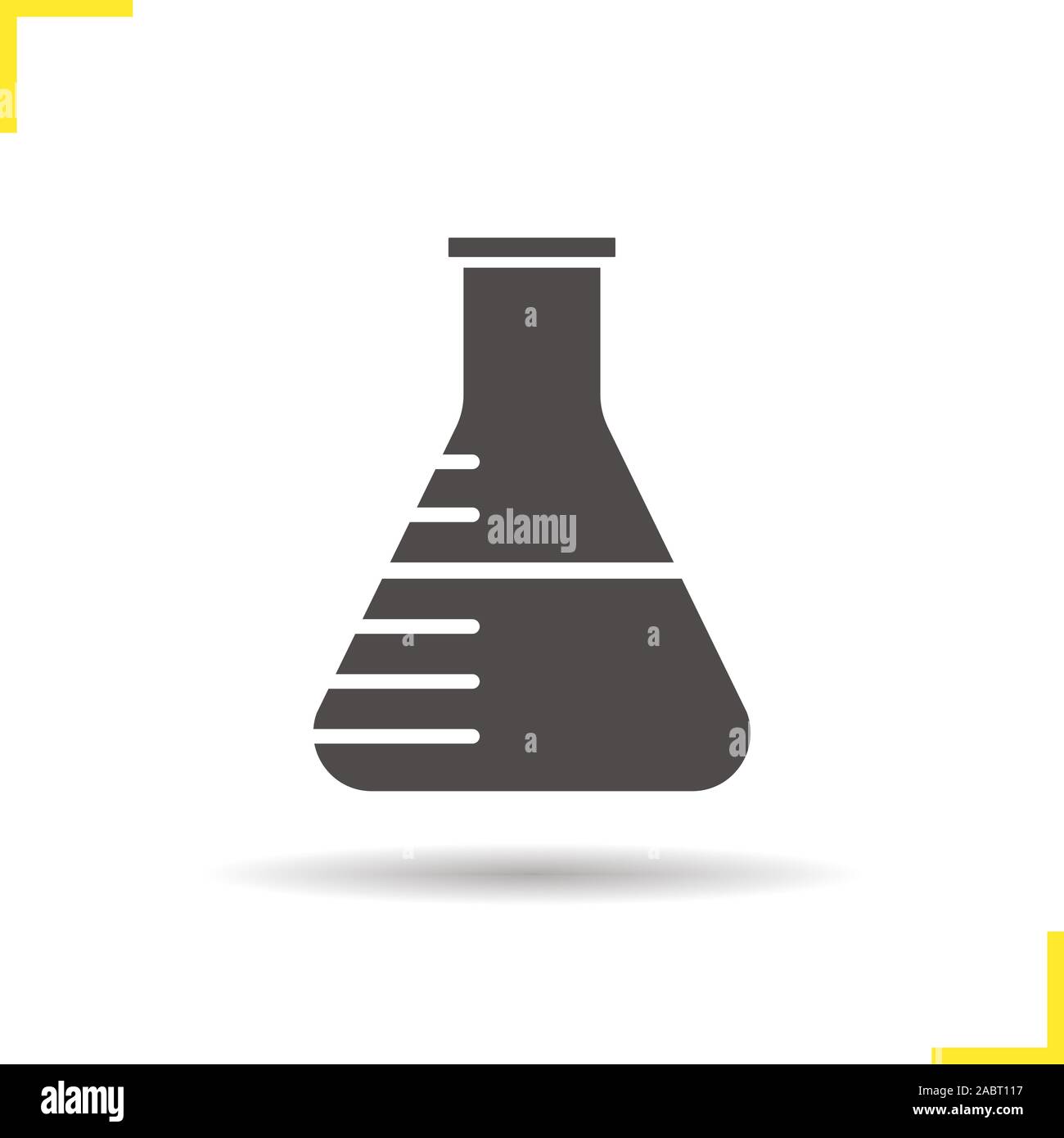 Chemistry lab beaker icon. Drop shadow silhouette symbol. Negative ...