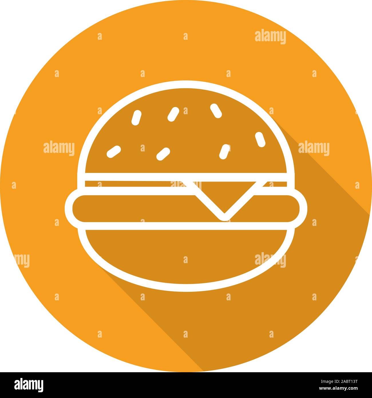 Hamburger flat linear long shadow icon. Fastfood sign. Vector burger ...
