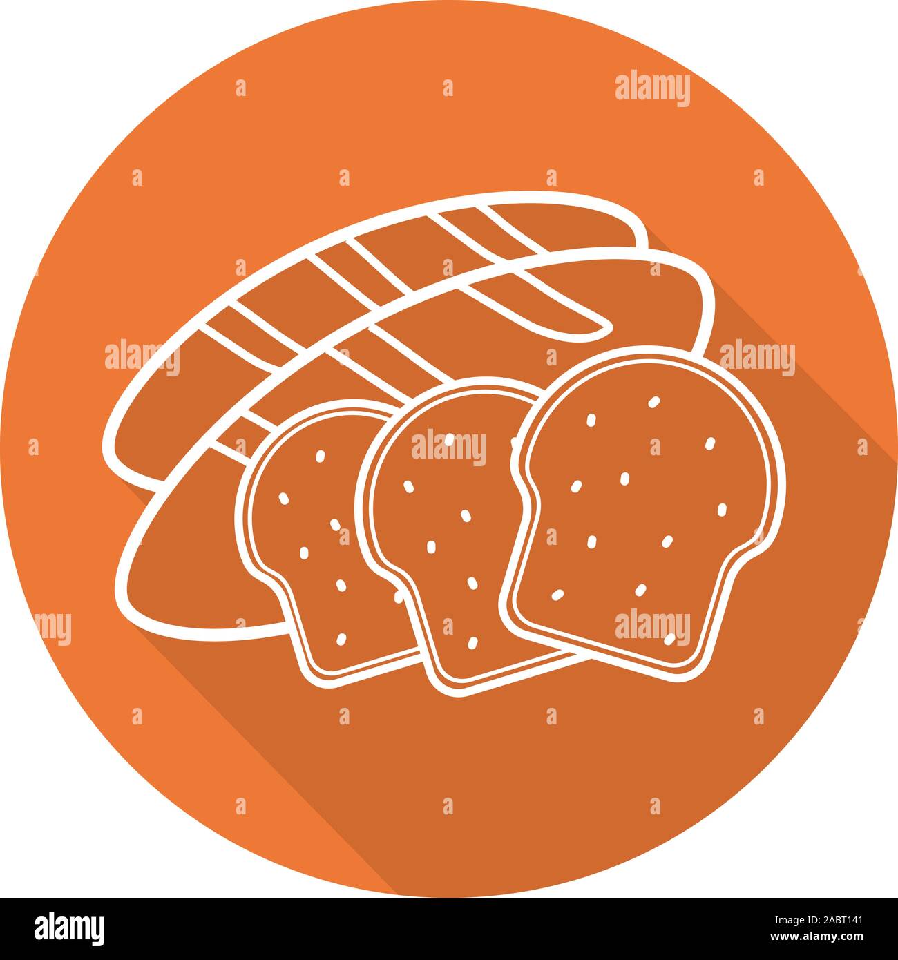 Bread flat linear long shadow icon. Grocery store bakery. Grain ...