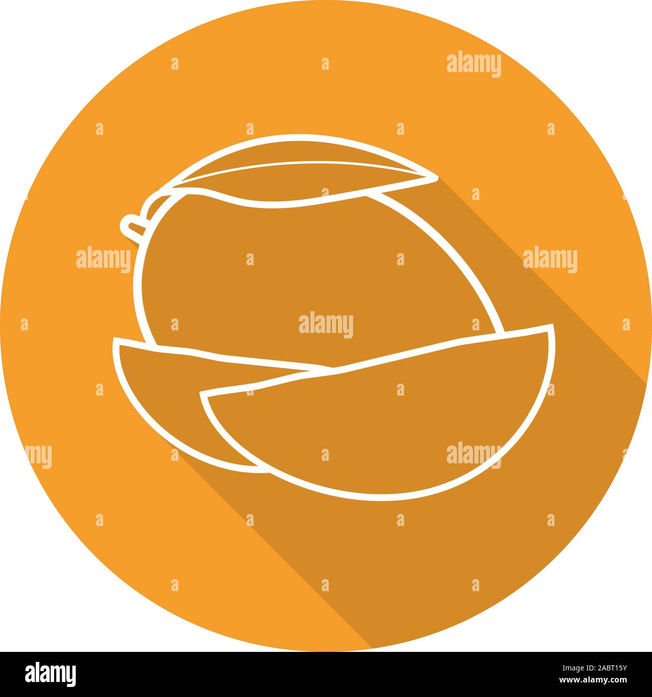 Mango fruit flat linear long shadow icon. Vector line symbol Stock ...