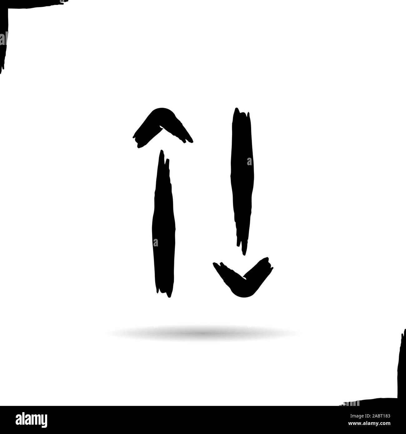 Up and down arrows icon. Drop shadow brush stroke direction symbol ...