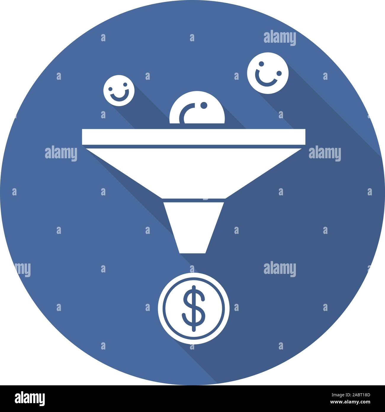 Sales funnel flat design long shadow icon. Marketing funnel concept ...