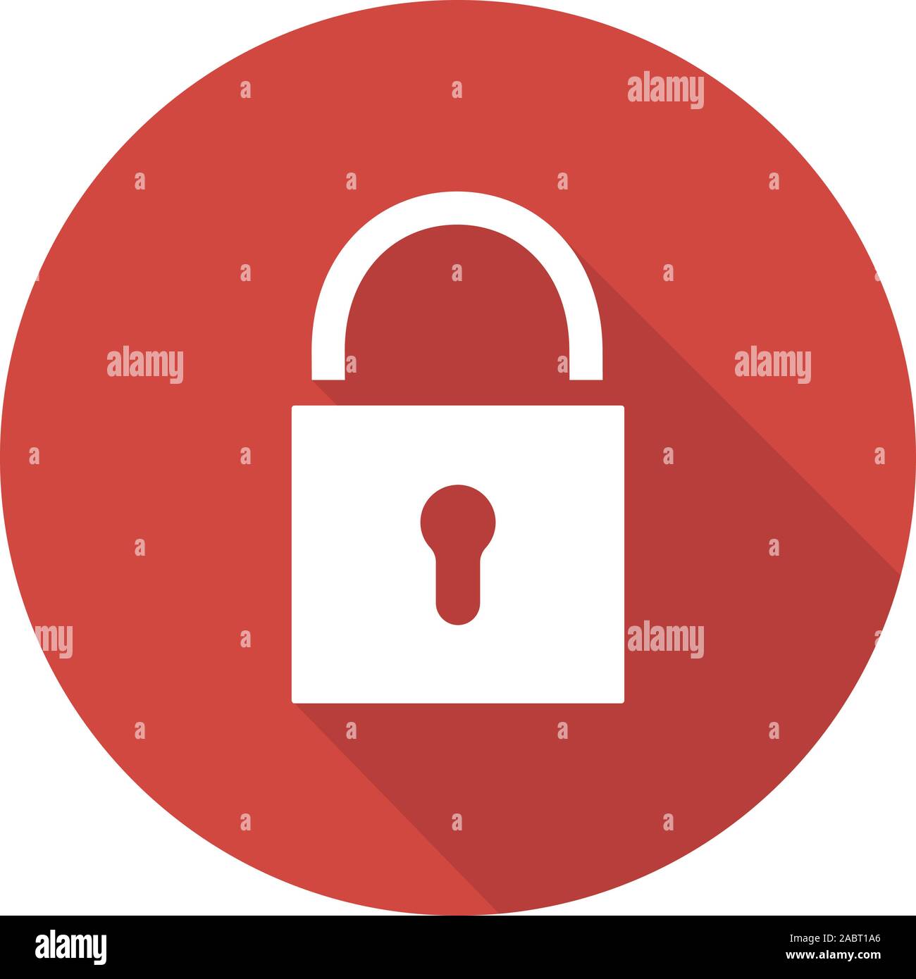 Lock flat design long shadow icon. Closed padlock. Vector silhouette ...
