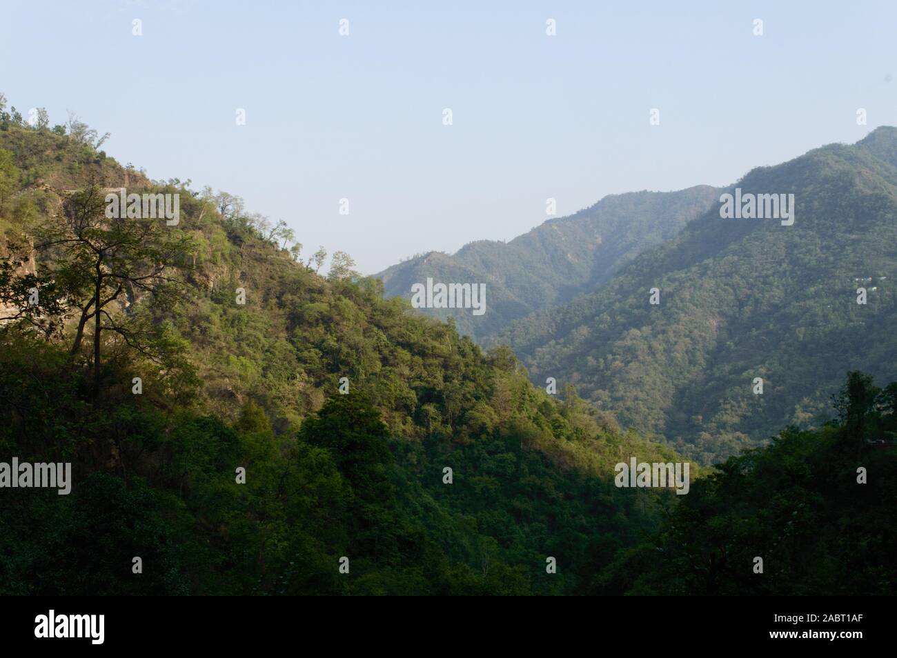 The view of mountain, blue sky, greenery, the beauty of nature of the ...