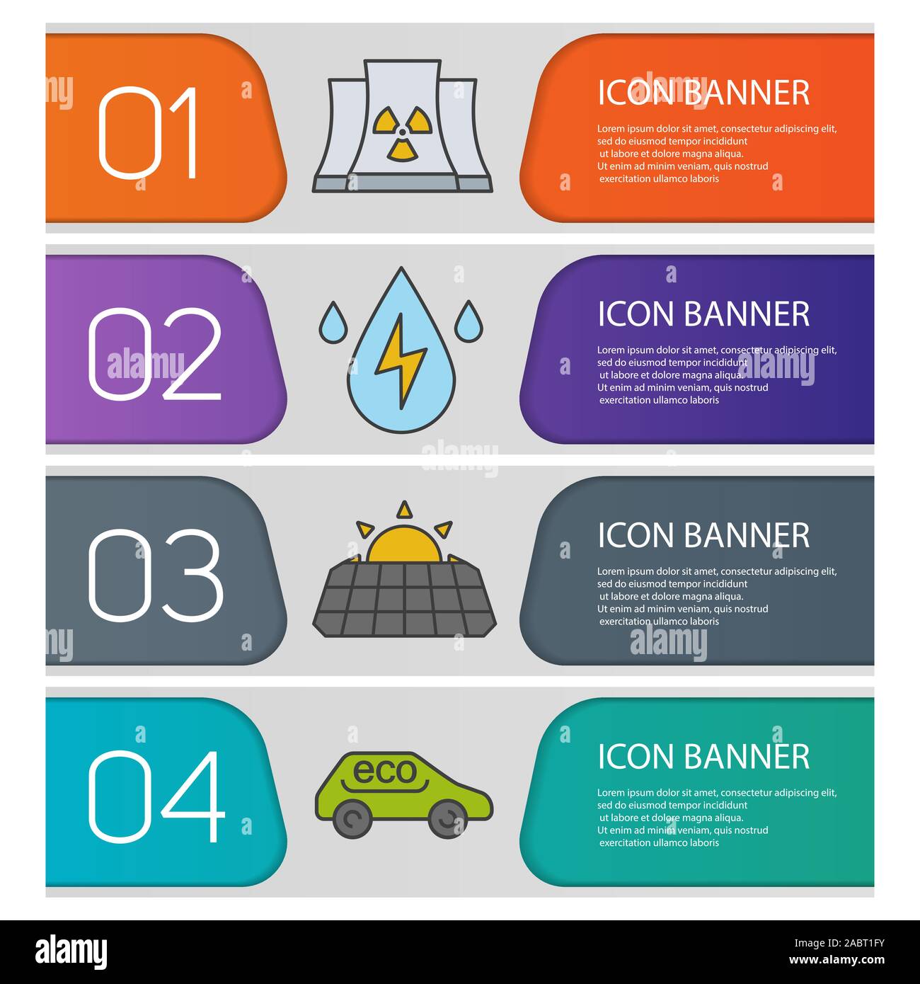 Bio technology banner templates set. Easy to edit. Nuclear power plant ...