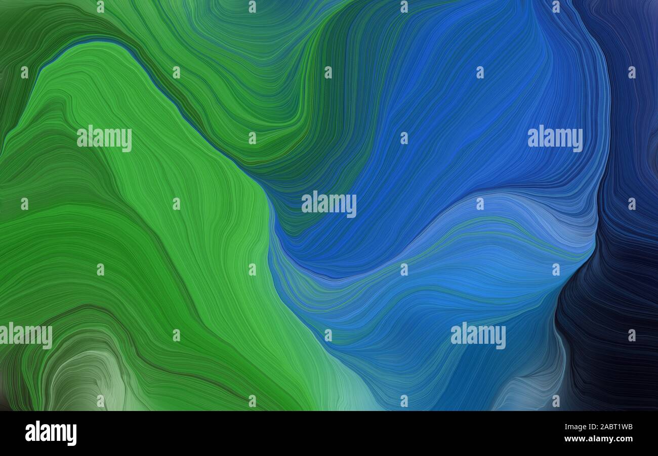 contemporary waves illustration with sea green, forest green and steel ...