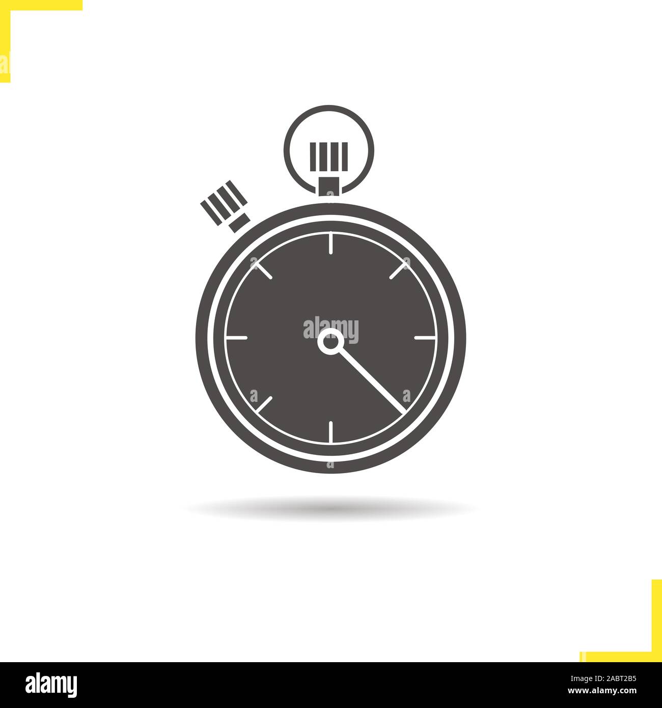 Stopwatch icon. Drop shadow silhouette symbol. Timer. Negative space ...