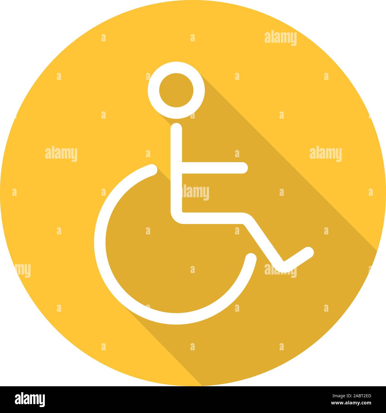 Wheelchair Flat Linear Long Shadow Icon Invalid Wc Door Sign Disabled