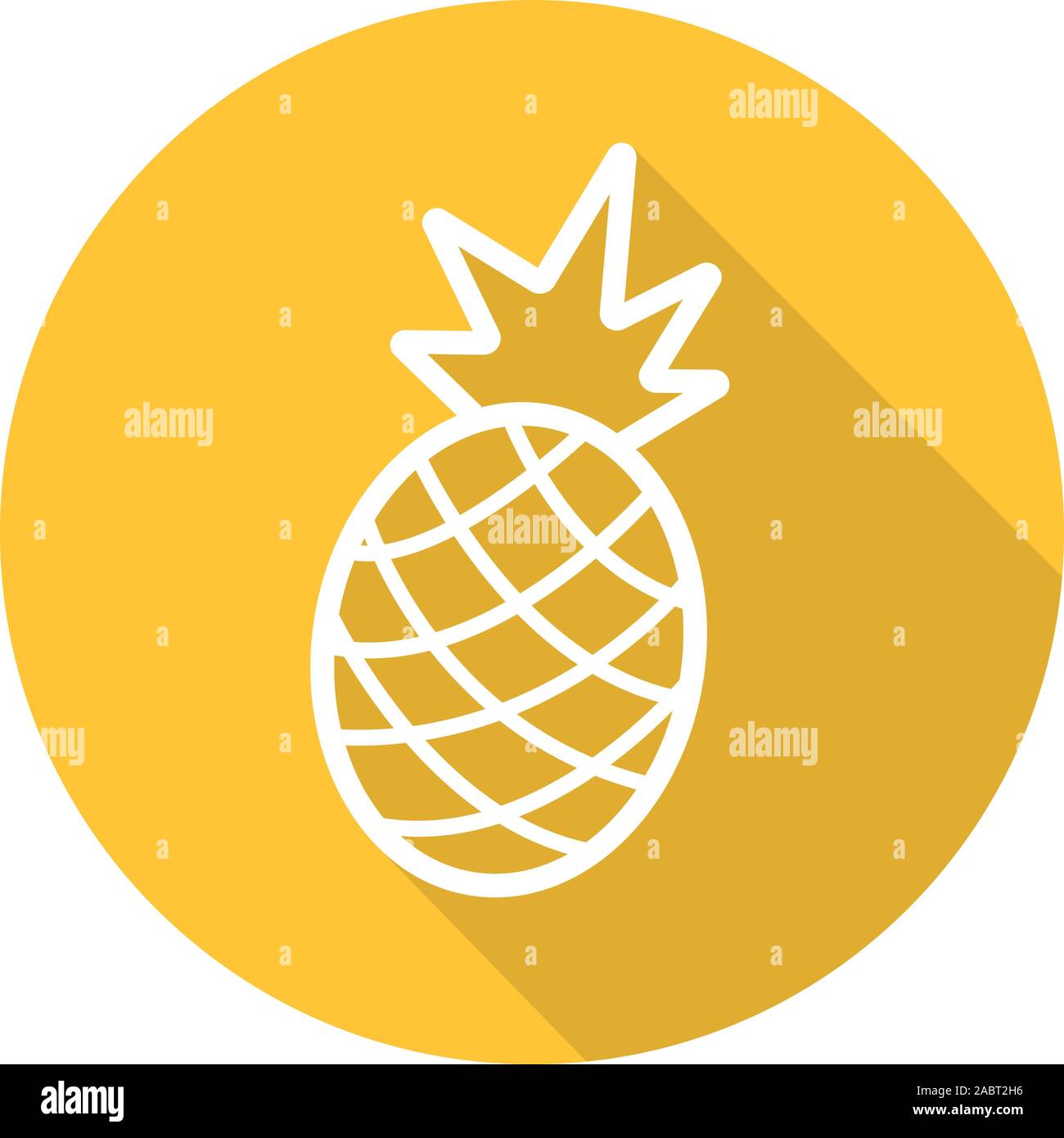 Pineapple flat linear long shadow icon. Ananas. Vector line symbol ...