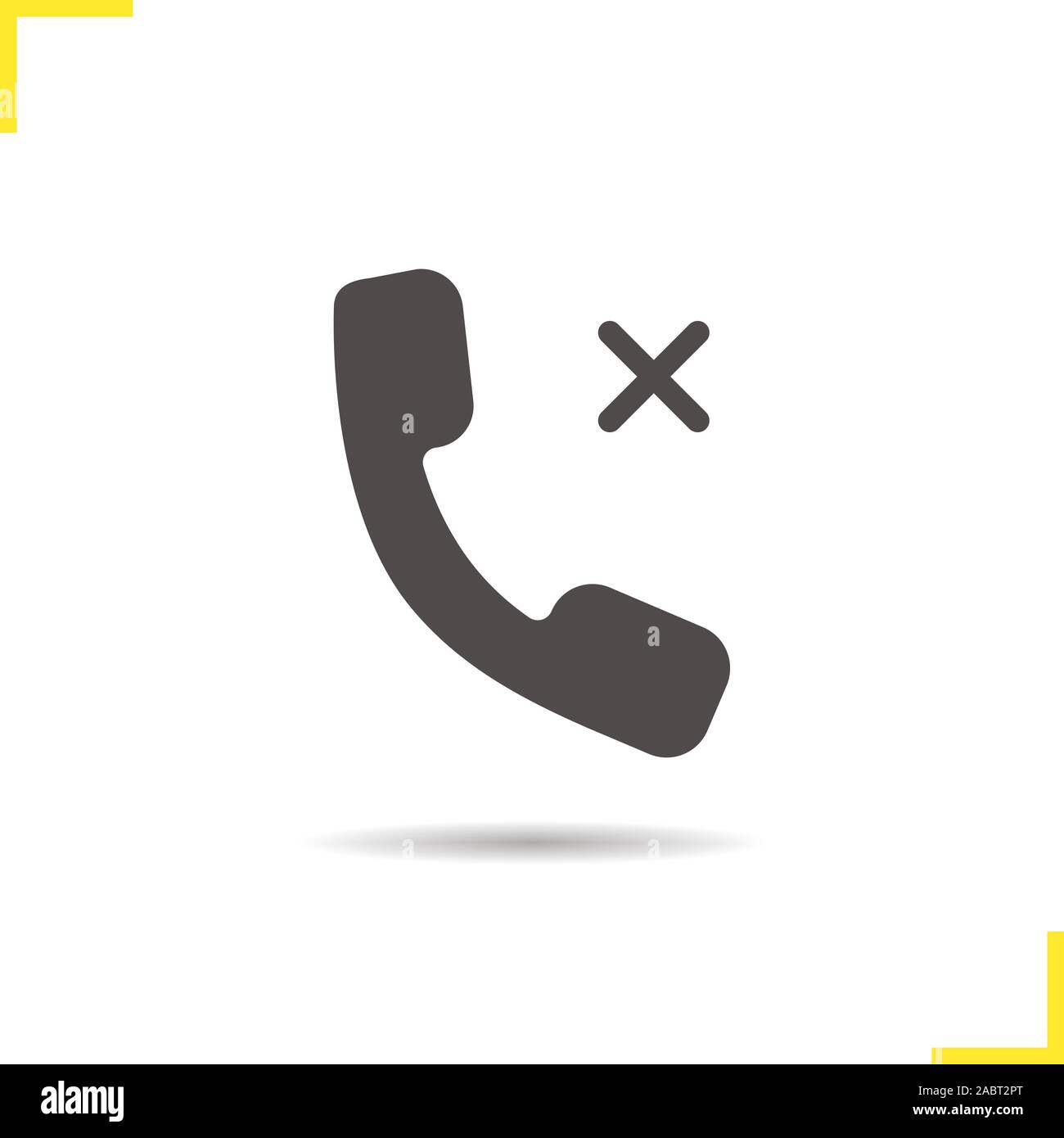 Rejected phone call icon. Drop shadow silhouette symbol. Cancel call ...