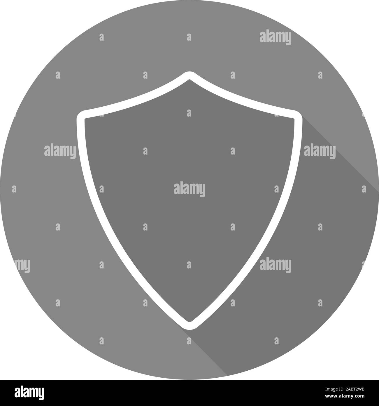 Shield flat linear long shadow icon. Protection sign. Vector line ...