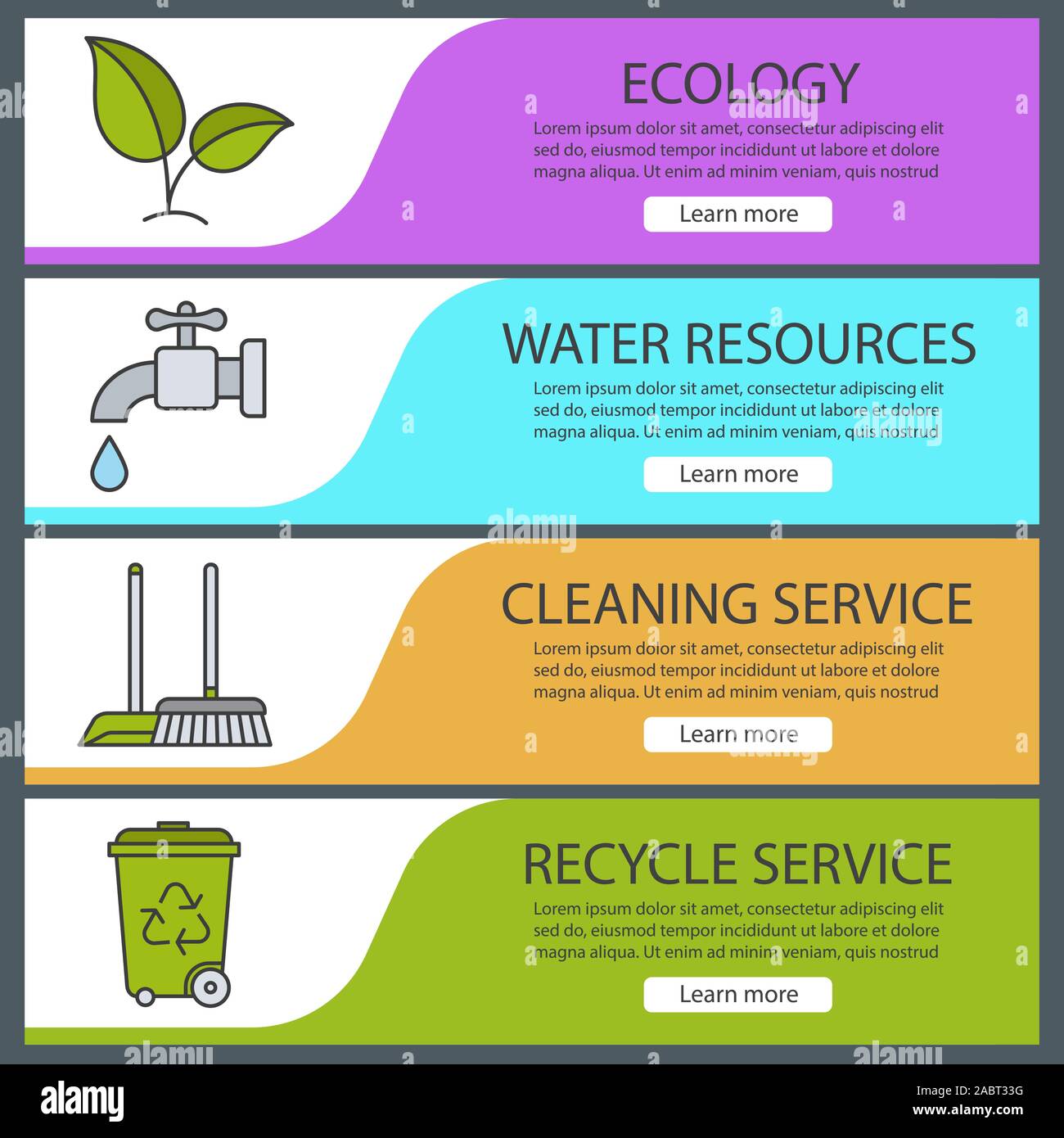 Environment protection banner templates set. Easy to edit. Plant, water ...