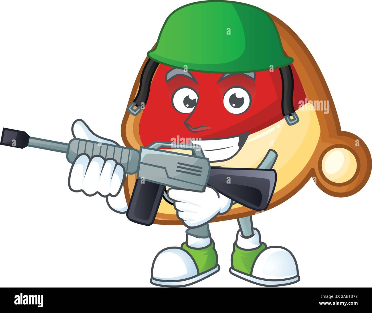 A cartoon style of christmas hat cookies Army with machine gun Stock ...