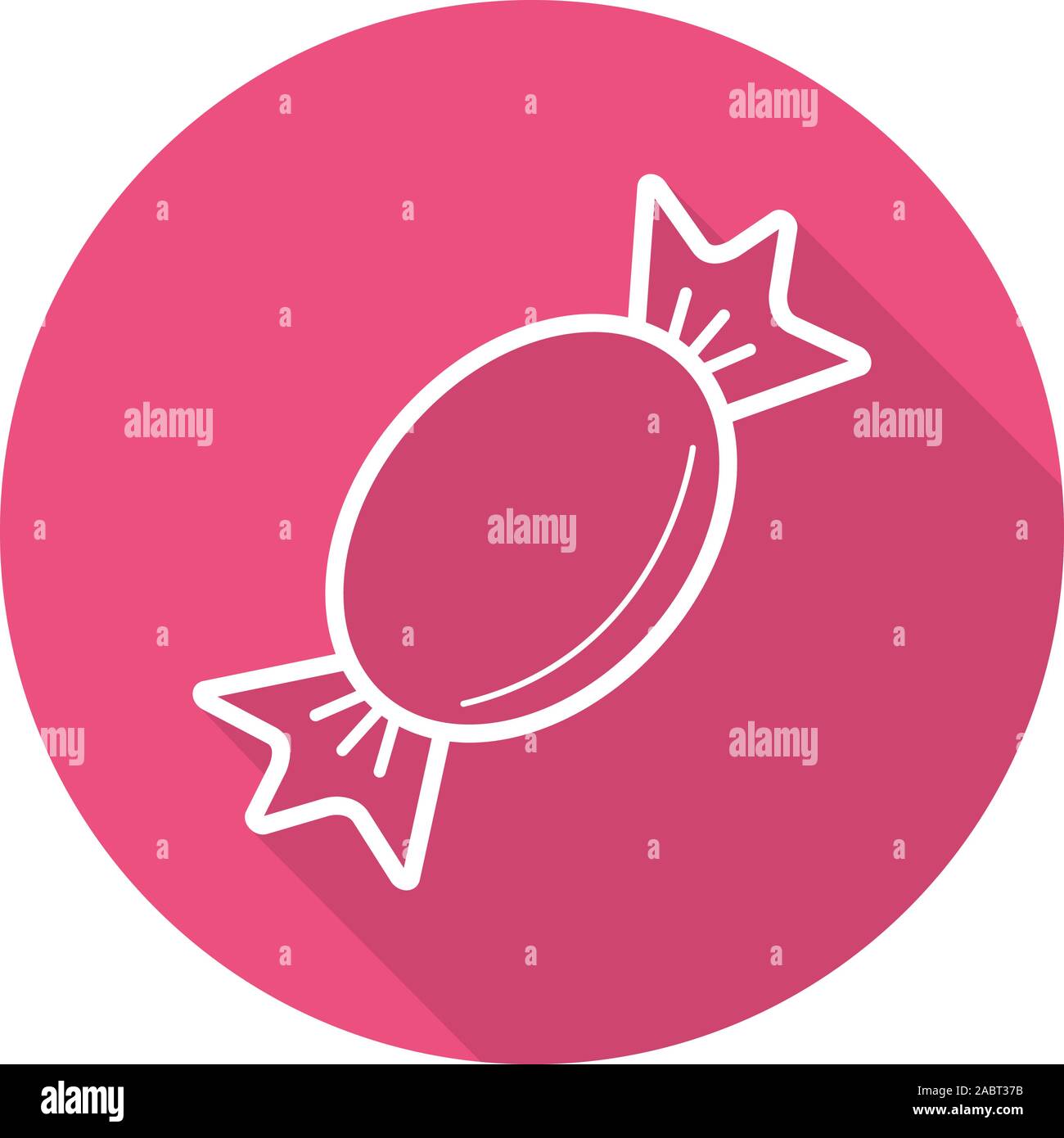 Candy flat linear long shadow icon. Wrapped sweet caramel. Vector line ...