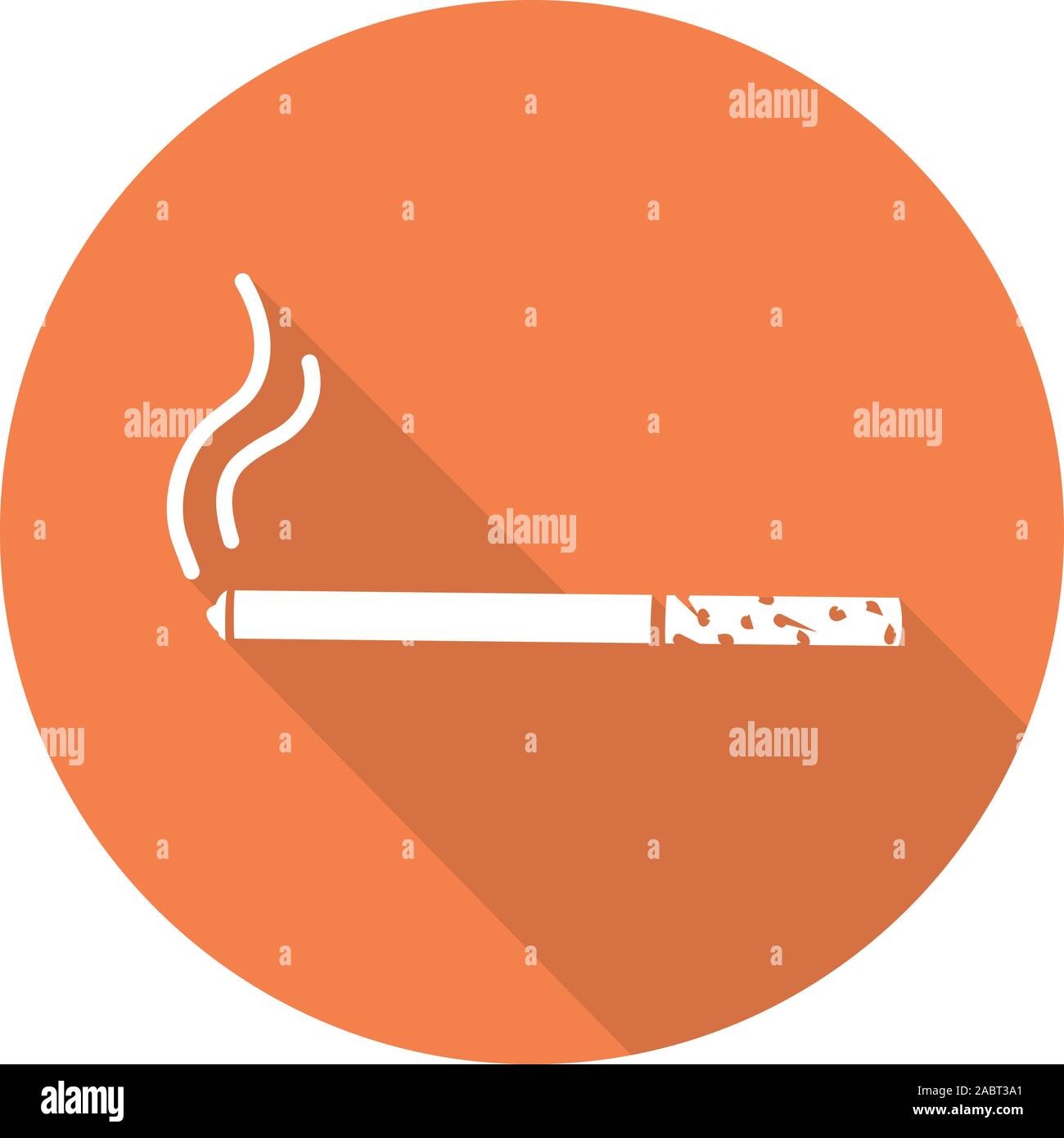 Smoked cigarette flat design long shadow icon. Vector silhouette symbol ...