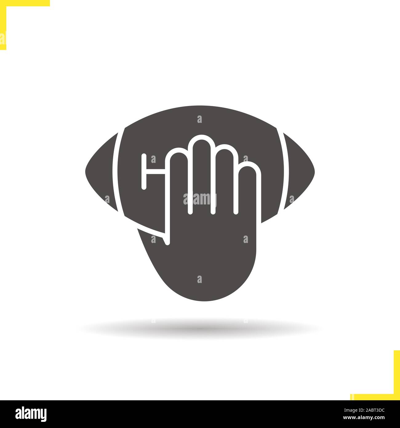 Hand throwing american football ball icon. Drop shadow silhouette ...