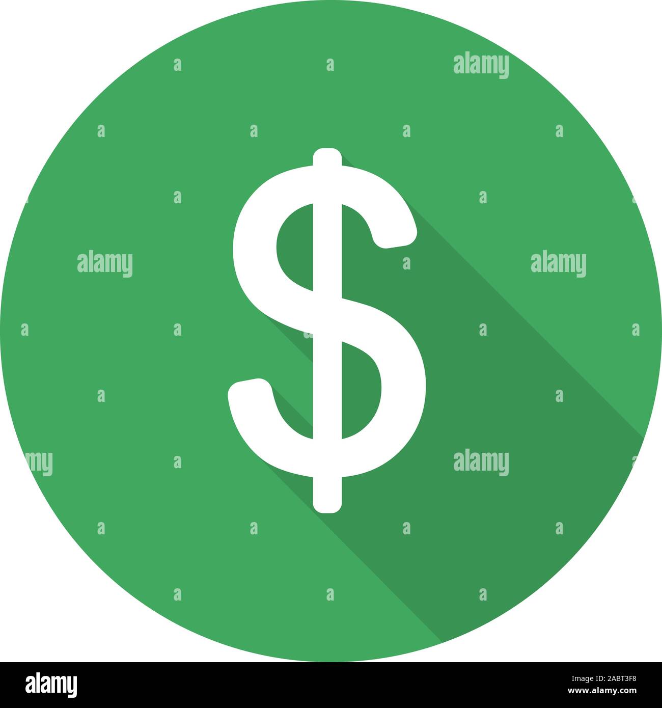 Dollar flat design long shadow icon. US dollar currency sign. Vector ...