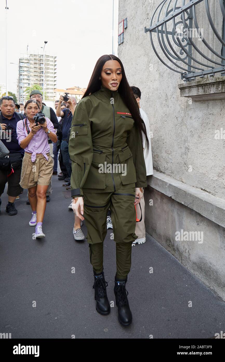 MILAN, ITALY - SEPTEMBER 18, 2019: Super model Winnie Harlow before ...