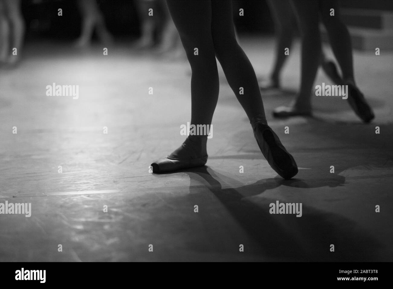 Silhouettes of ballerinas feet on the stage of the Opera and Ballet ...