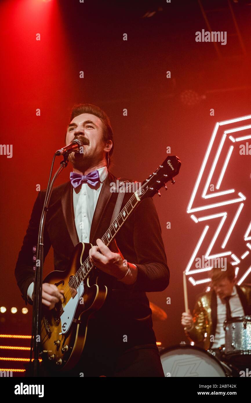 Bern, Switzerland. 28th Nov, 2019. The Swedish rock band Royal Republic ...