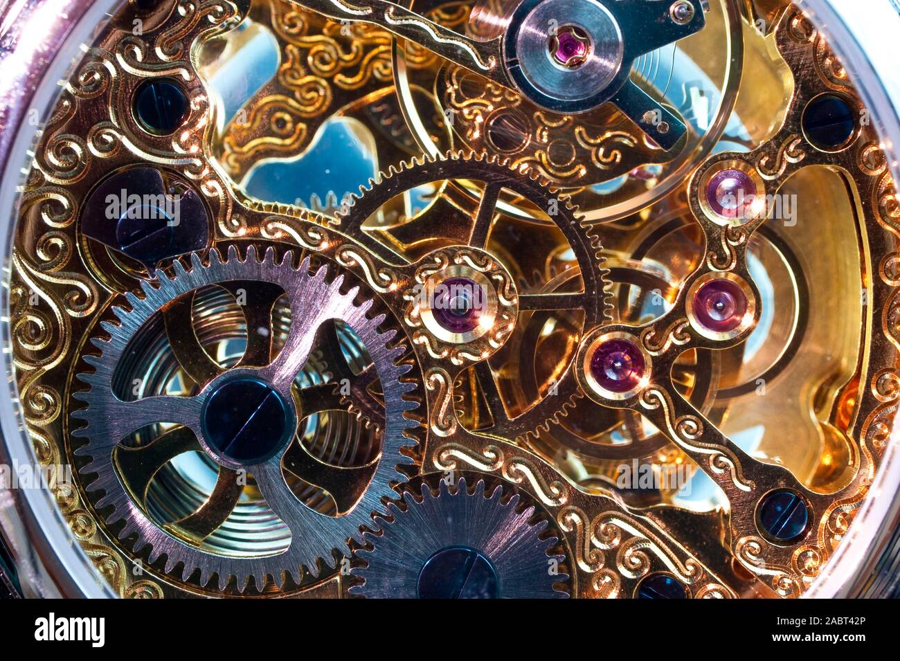 Detail of a Clockwork Stock Photo - Alamy
