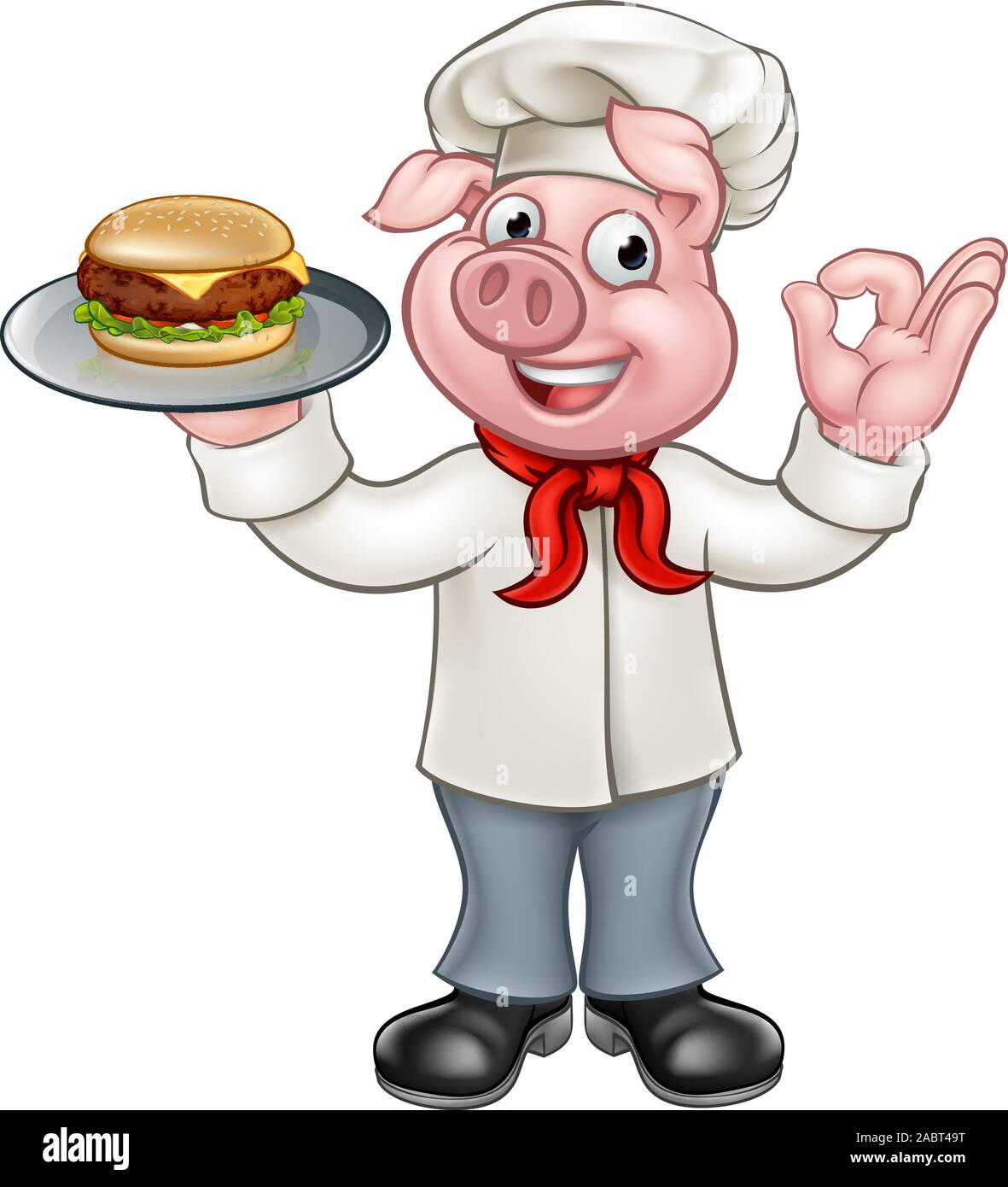 Chef Pig Holding Burger Stock Vector Image & Art - Alamy