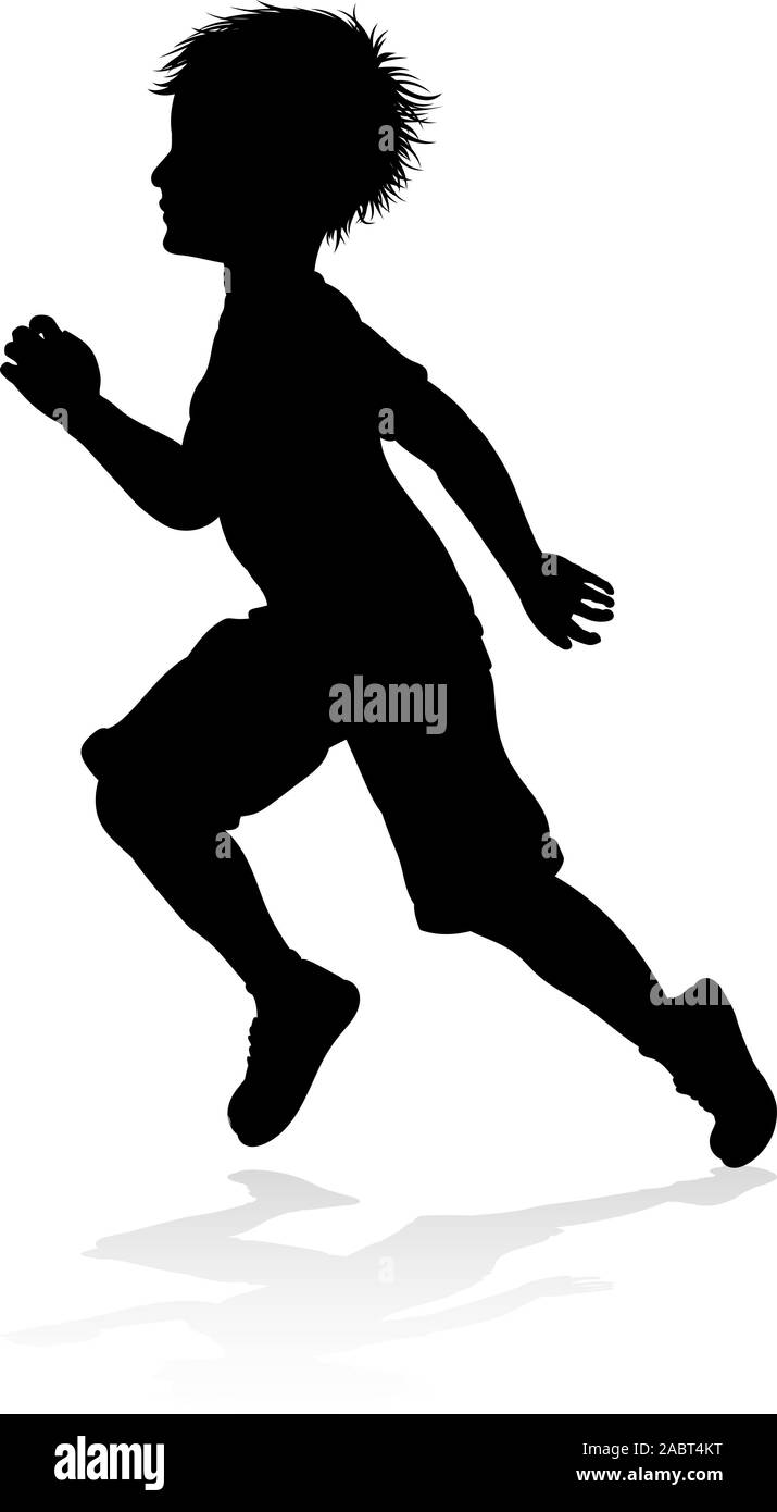Child Running Silhouette Vector